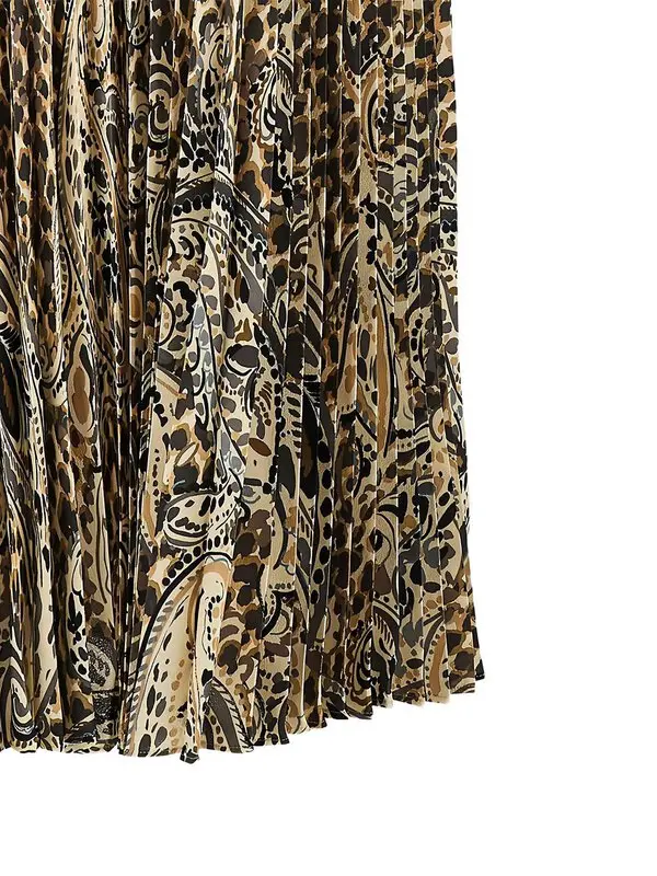 Etro Leopard-print Pleated Skirt - Brown