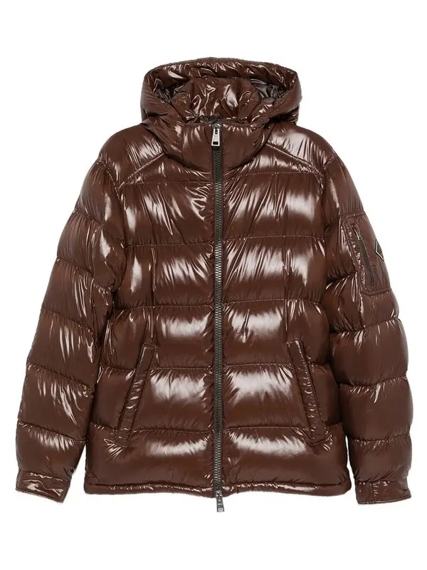 Herno Glossy-effect Down Jacket With Hood In Dark