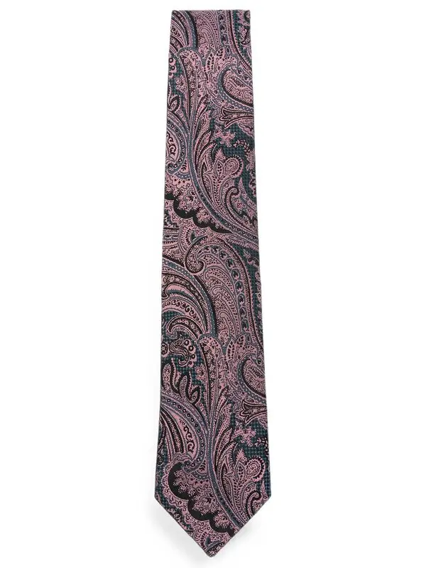Dries Van Noten Printed Silk Tie - Green