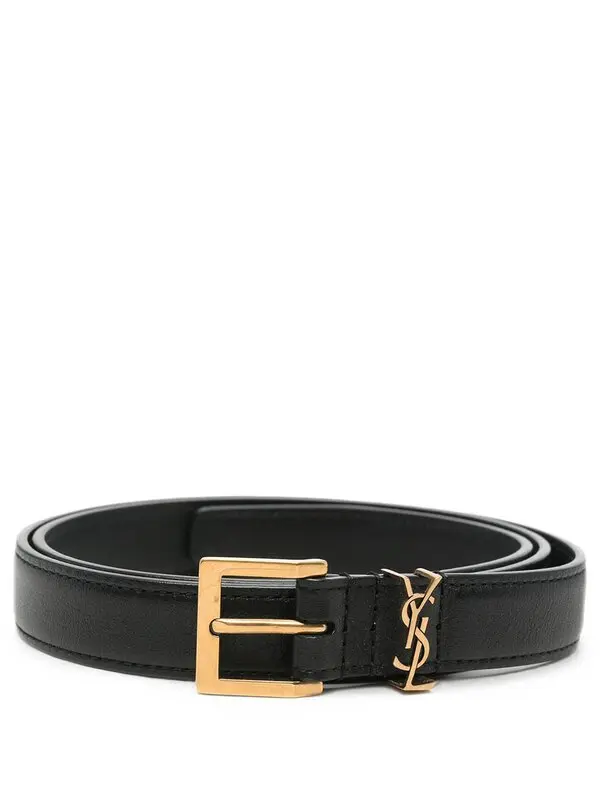 Saint Laurent Slim Belt "cassandre" In Smooth Leat