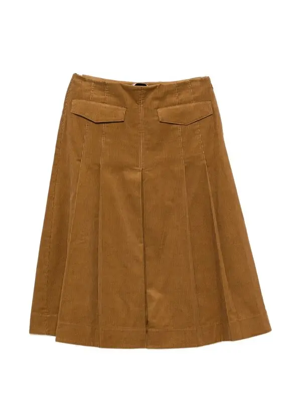 Tory Burch Corduroy Pleated Skirt - Brown