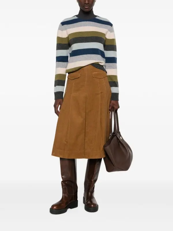 Tory Burch Corduroy Pleated Skirt - Brown