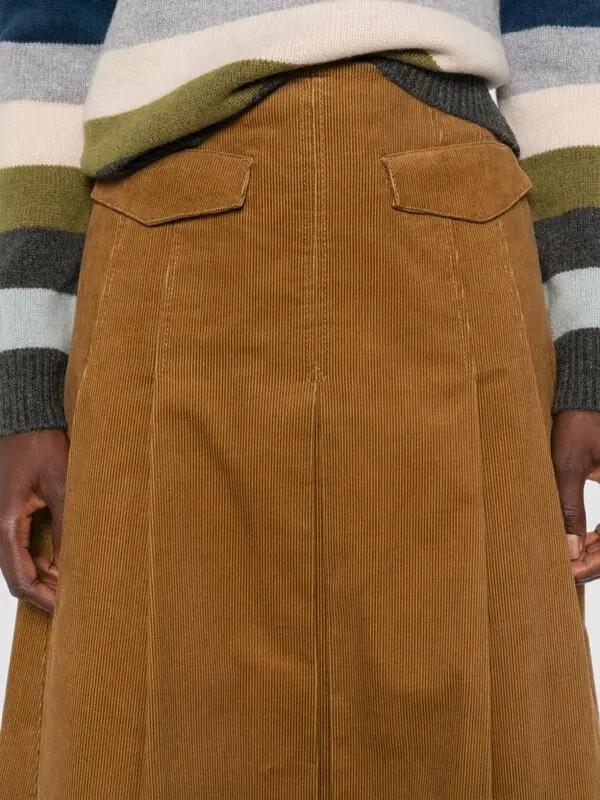 Tory Burch Corduroy Pleated Skirt - Brown