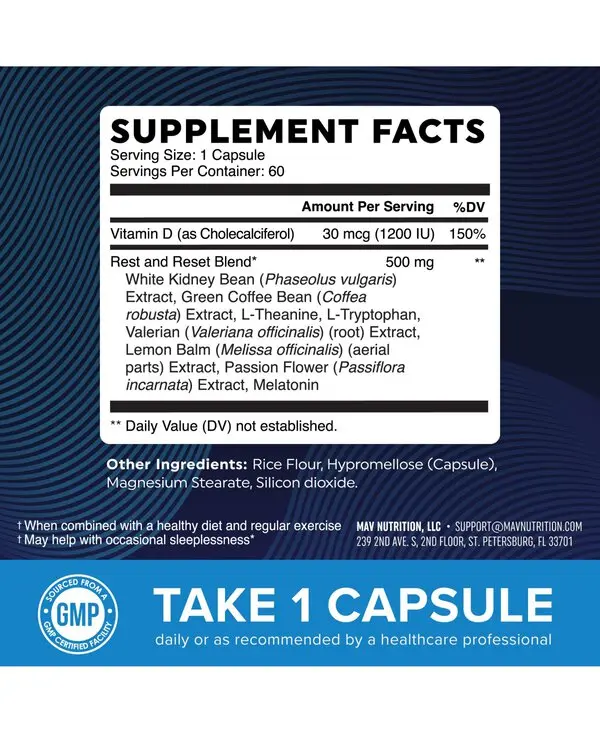 MAV NUTRITION Night Time Fat Burner Sleep Aid