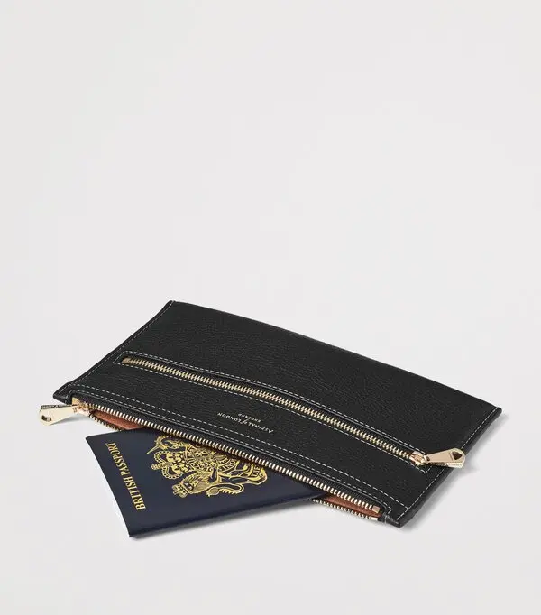 ASPINAL OF LONDON Grained Leather Hudson Travel Pouch - Black