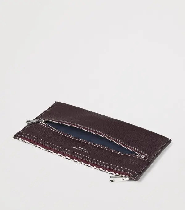 ASPINAL OF LONDON Grained Leather Hudson Travel Pouch - Burgundy