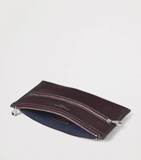 ASPINAL OF LONDON Grained Leather Hudson Travel Pouch - Burgundy