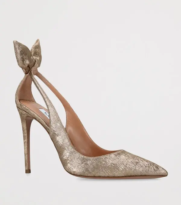 AQUAZZURA Satin Bow Tie Pumps 105