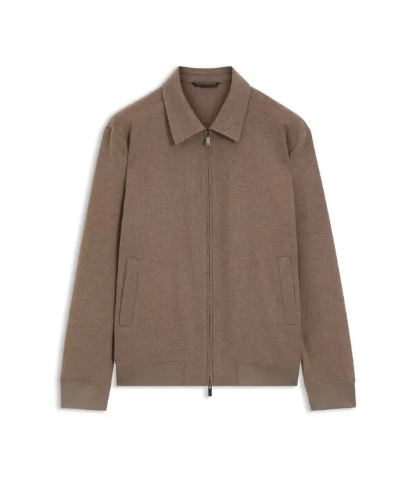 BOSS Slim-fit Zip-up Jacket In Virgin Wool Flannel