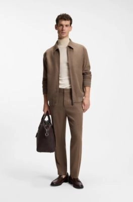 BOSS Slim-fit Zip-up Jacket In Virgin Wool Flannel
