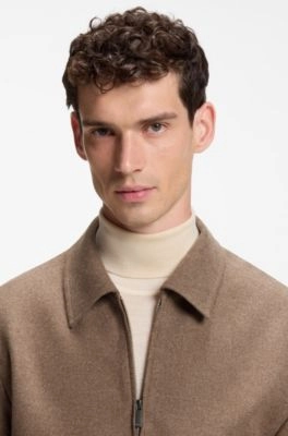 BOSS Slim-fit Zip-up Jacket In Virgin Wool Flannel