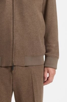 BOSS Slim-fit Zip-up Jacket In Virgin Wool Flannel