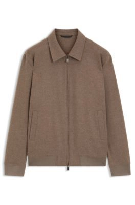 BOSS Slim-fit Zip-up Jacket In Virgin Wool Flannel