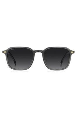 BOSS Sunglasses In Dark-gray Acetate With Gold-tone Logos