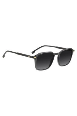 BOSS Sunglasses In Dark-gray Acetate With Gold-tone Logos