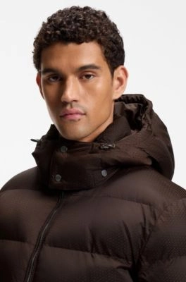 BOSS Water-repellent Padded Jacket With Micro-monogram Jacquard