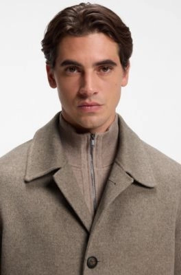 BOSS Relaxed-fit Coat In A Wool Blend