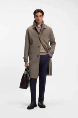 BOSS Relaxed-fit Coat In A Wool Blend