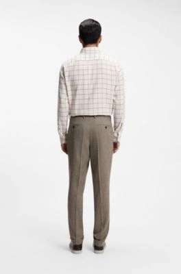 BOSS Tapered-fit Pants In Herringbone Virgin Wool And Cashmere