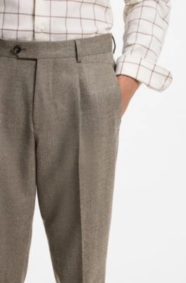 BOSS Tapered-fit Pants In Herringbone Virgin Wool And Cashmere
