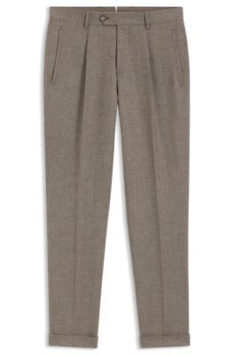 BOSS Tapered-fit Pants In Herringbone Virgin Wool And Cashmere