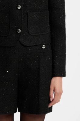 Hugo Boxy Cropped Jacket In Sequined Boucl
