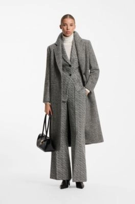 Hugo Relaxed-fit Coat With Herringbone Pattern