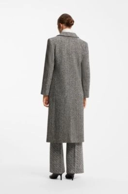 Hugo Relaxed-fit Coat With Herringbone Pattern