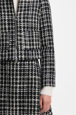 Hugo Checked Bouclé Jacket With A-line Cut