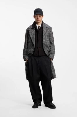 Hugo Double-breasted Coat In A Virgin-wool Blend
