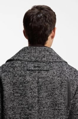 Hugo Double-breasted Coat In A Virgin-wool Blend
