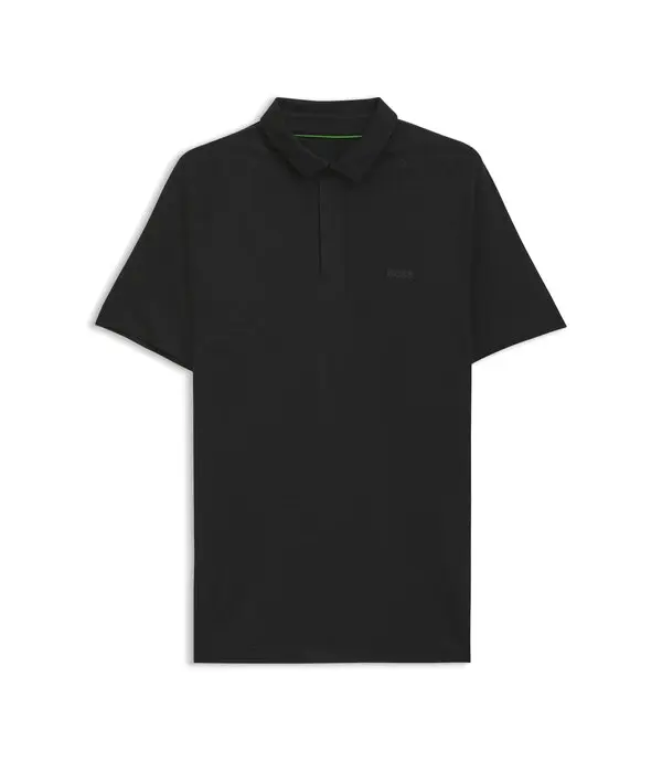 BOSS Wool-blend Slim-fit Polo Shirt With Concealed Placket - Dark Grey