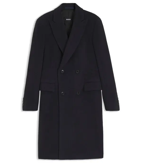 BOSS Slim-fit Double-breasted Coat In An Alpaca Blend