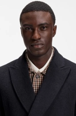 BOSS Slim-fit Double-breasted Coat In An Alpaca Blend