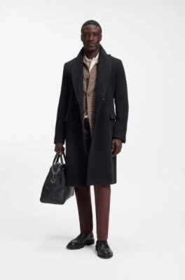 BOSS Slim-fit Double-breasted Coat In An Alpaca Blend