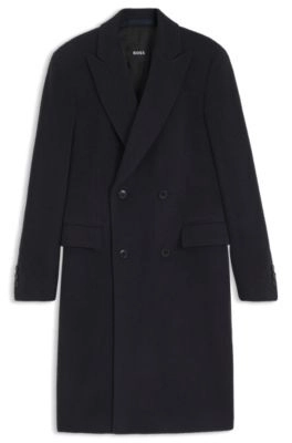 BOSS Slim-fit Double-breasted Coat In An Alpaca Blend