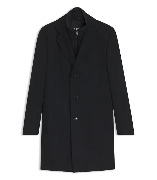 BOSS Slim-fit Coat In A Water-repellent Wool Blend