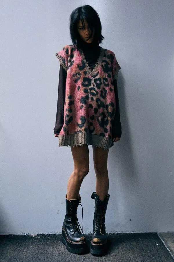 R13 Oversized Sweater Vest Dress - Multi