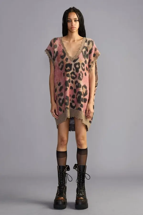 R13 Oversized Sweater Vest Dress - Multi