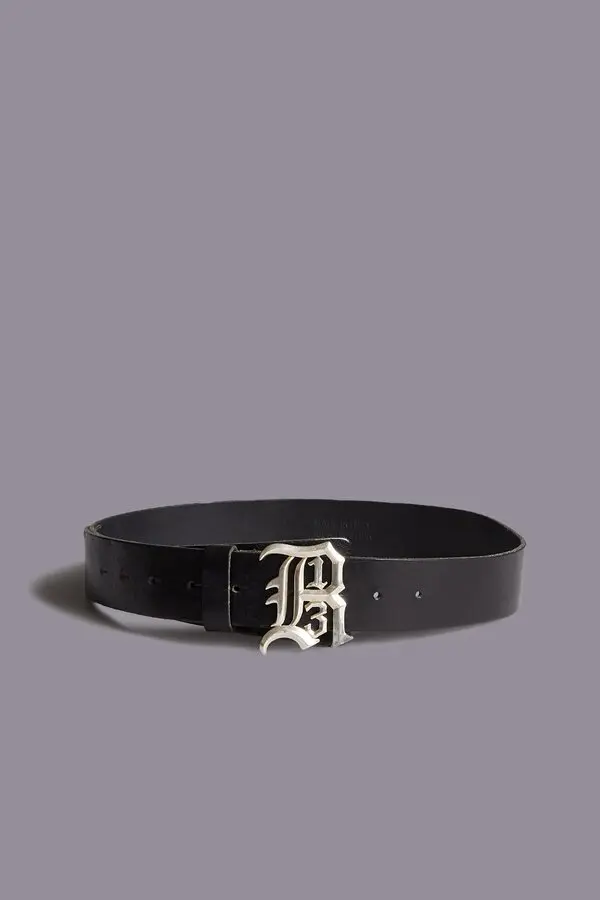 R13 Logo Buckle Belt - Black