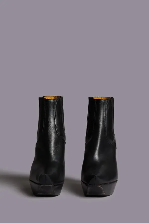 R13 Pointy Toe Platform Heeled Boot - Black