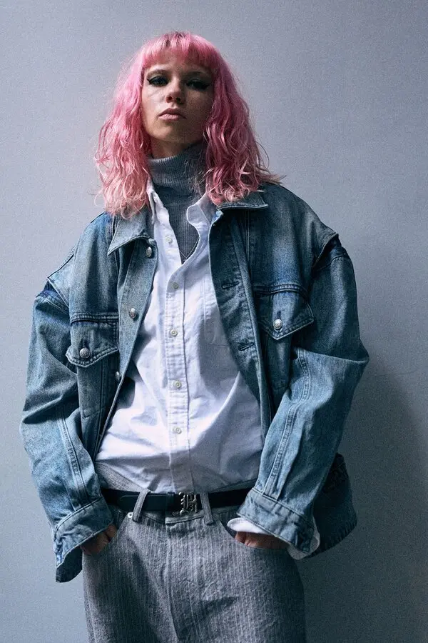 R13 Roxy Denim Moto Jacket - Wilted Blue