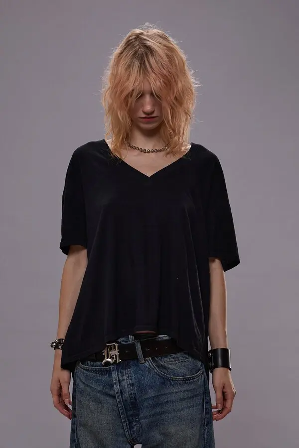 R13 Relaxed Cashmere V - Black