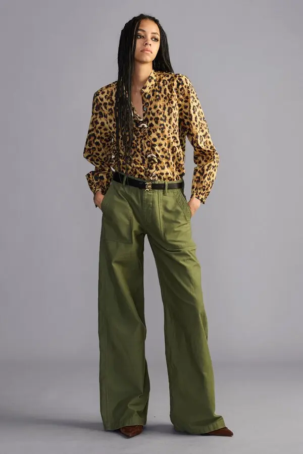 R13 D'arcy Flare Utility Pants - Olive Green