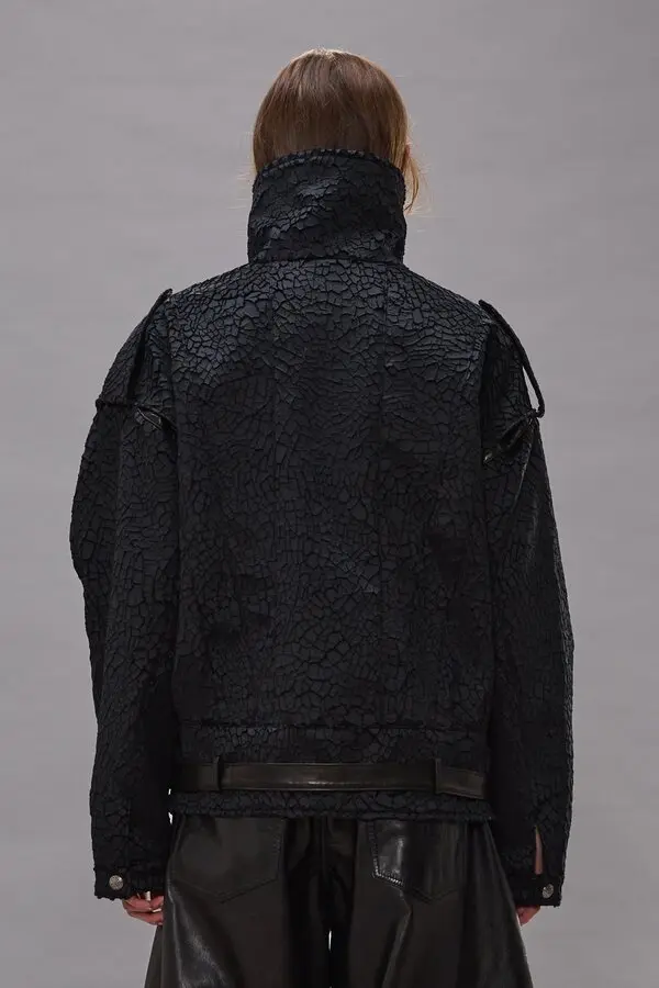 R13 Boyfriend Moto Jacket With Funnel Neck