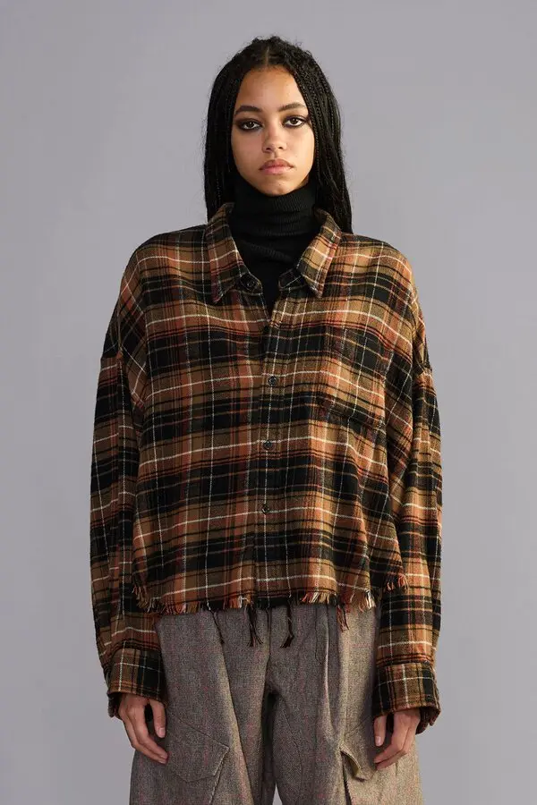 R13 Drop Neck Cropped Shirt - Multi