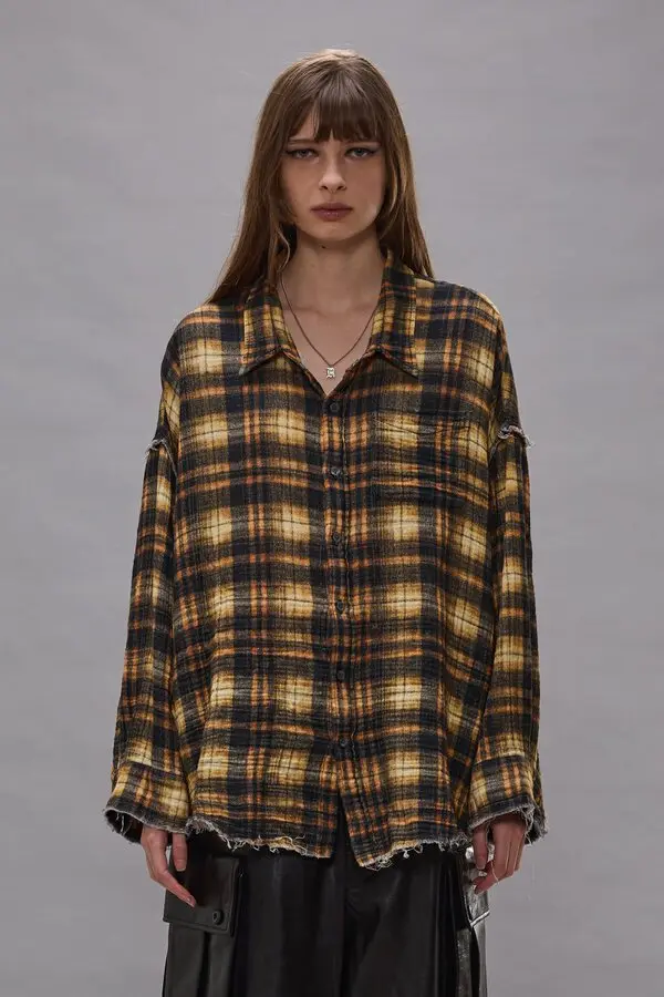 R13 Shredded Seam Drop Neck Shirt