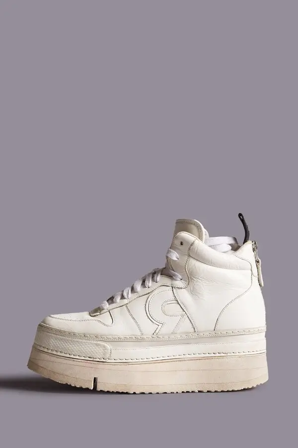 R13 Riot Leather High Top - White Leather