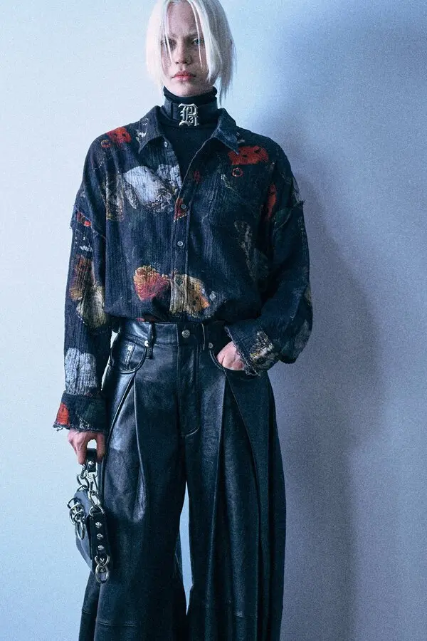 R13 Reversible Shredded Seam Drop Neck Shirt - Multi