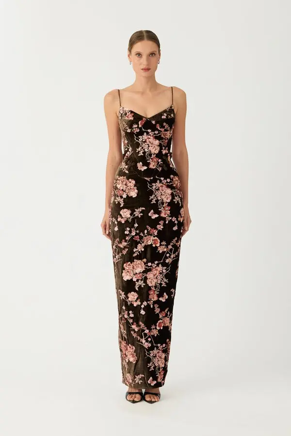 SAU LEE Rosella Embroidered Gown